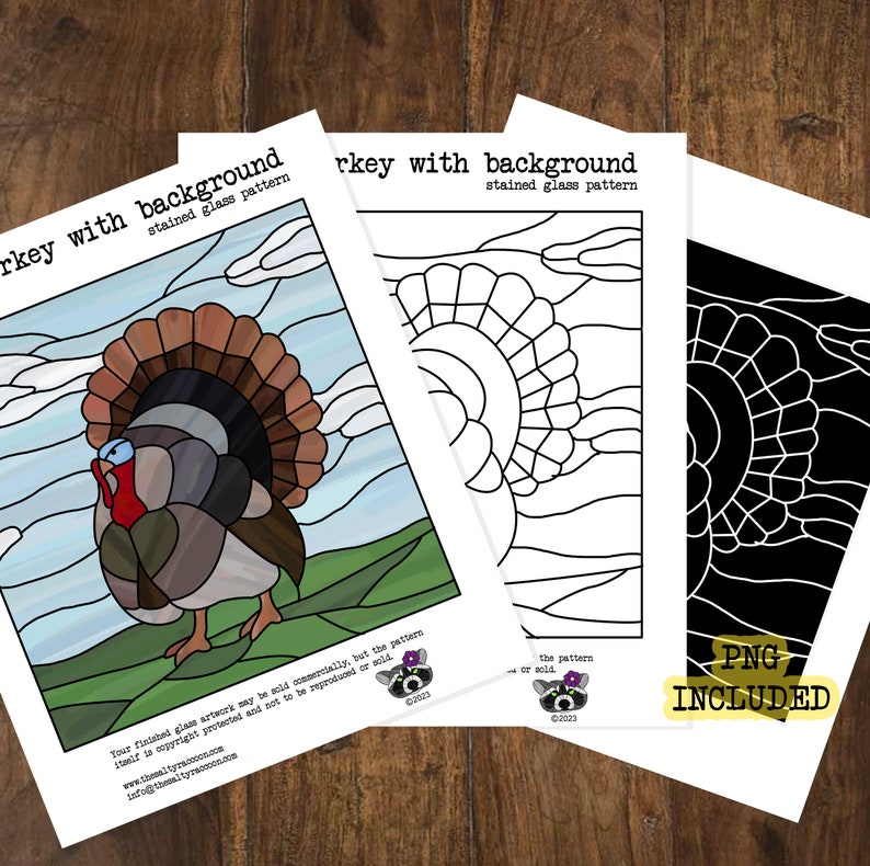 Turkey With Background Digital Stained Glass Pattern - Etsy