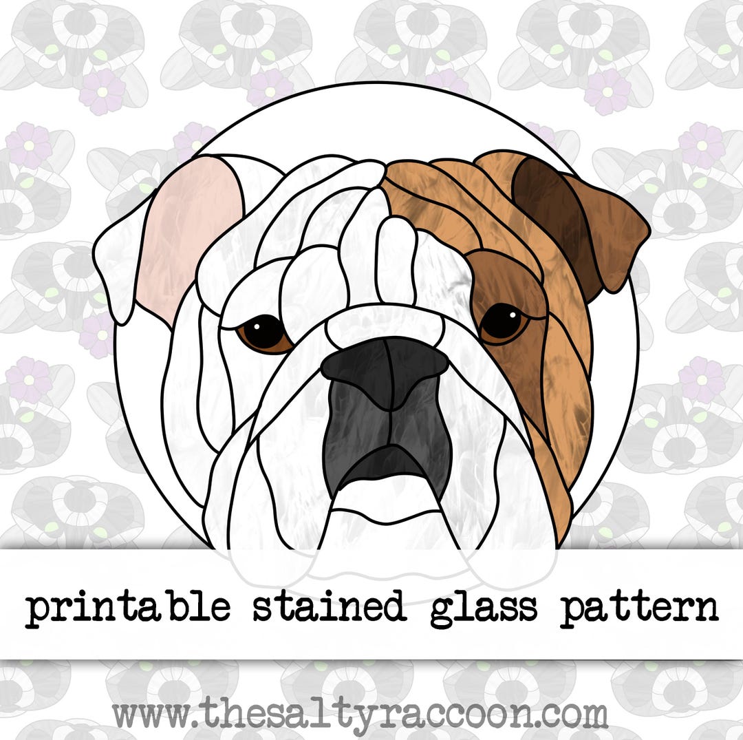Bulldog Digital Stained Glass Pattern - Includes Printable Pages and ...