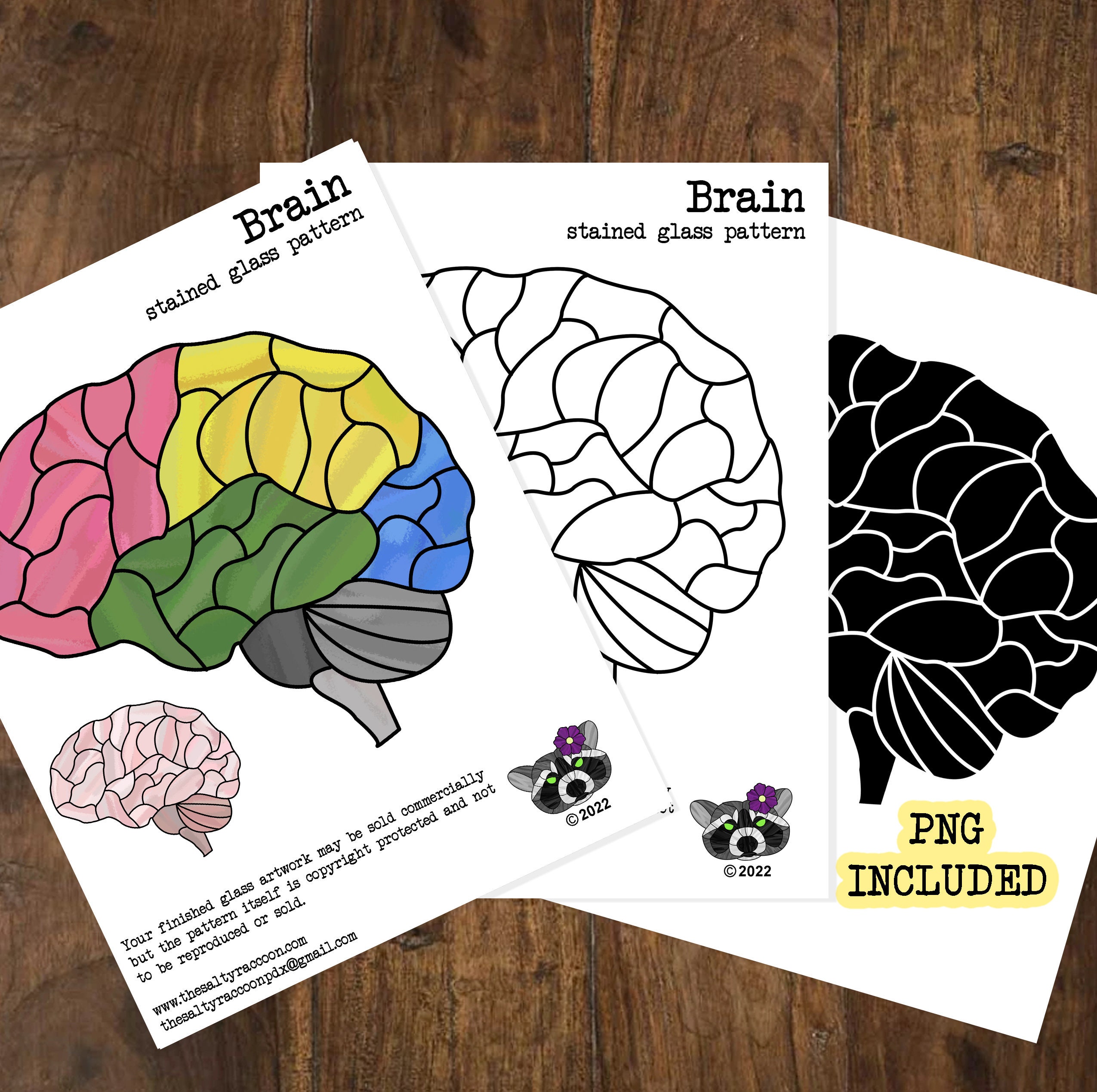 Brain Digital Stained Glass Pattern Includes Printable Pages - Etsy