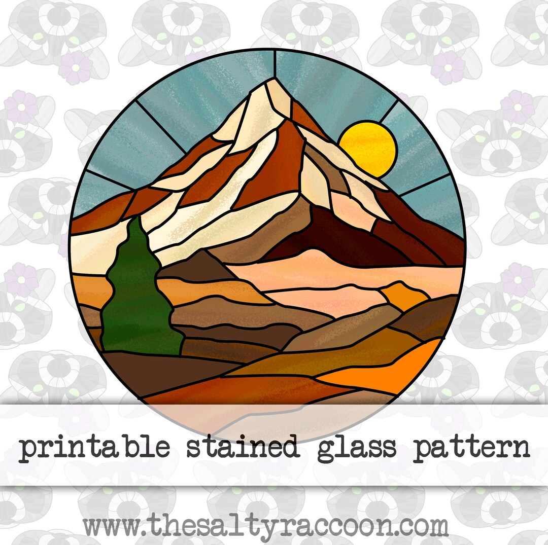 Mountain Sunrise Stained Glass Pattern Includes Printable Pages and ...