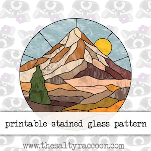 Mountain Sunrise Stained Glass Pattern - Includes Printable Pages and ...