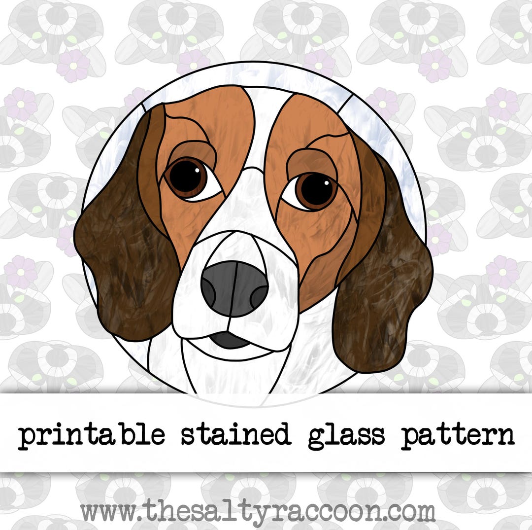 Beagle Stained Glass Pattern - Includes Printable Pages and Cricut PNG ...