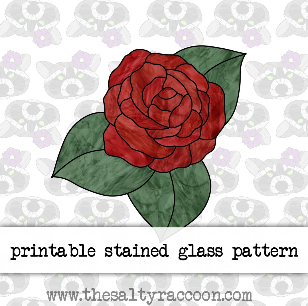 Rose Digital Stained Glass Pattern Includes Printable Pages and Cricut ...