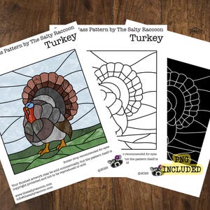 Turkey With Background Digital Stained Glass Pattern - Includes ...