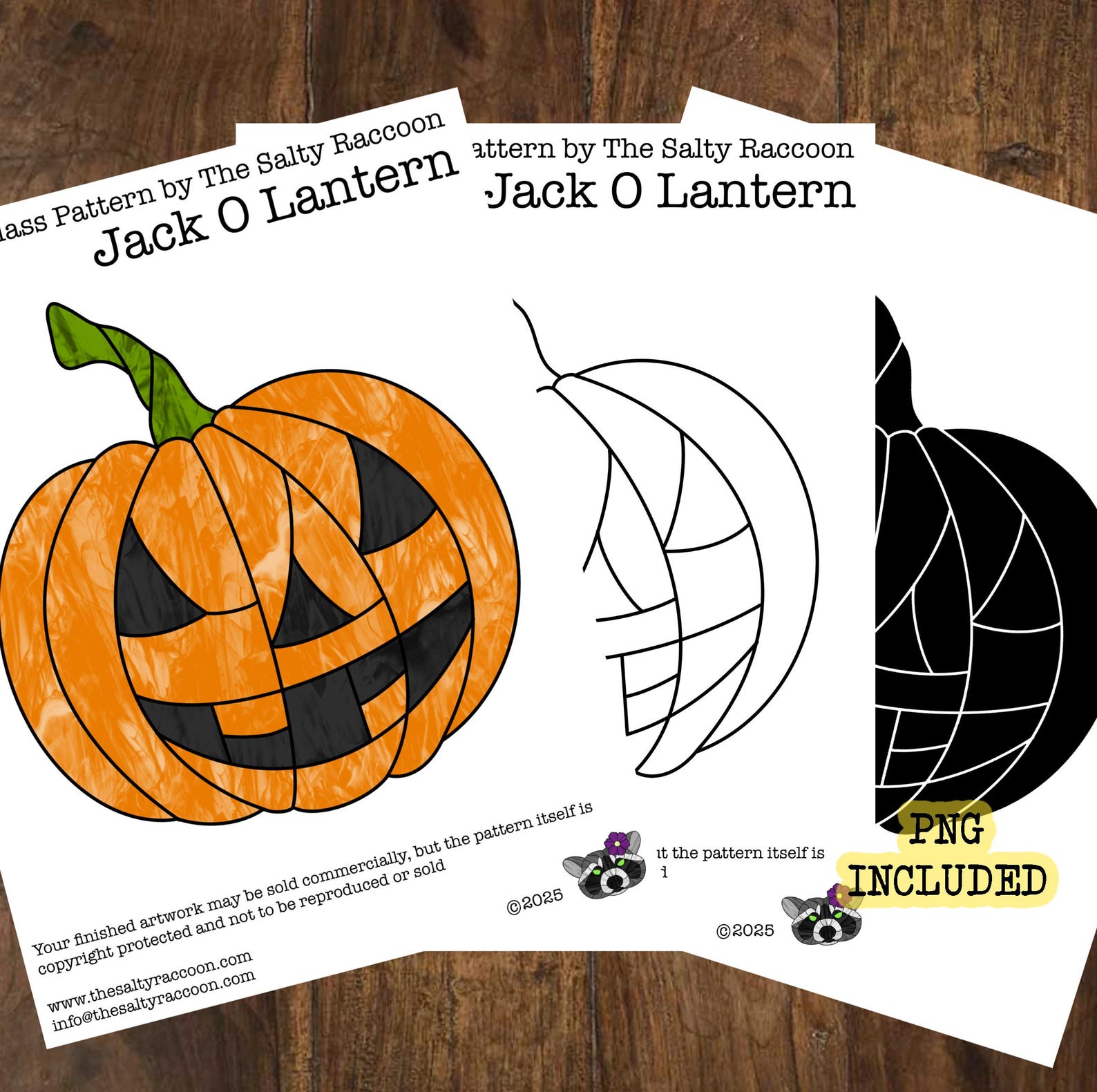 Jack O' Lantern Digital Stained Glass Pattern - Includes Printable ...