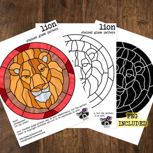 Lion Stained Glass Pattern Includes Printable Pages and Cricut PNG File ...