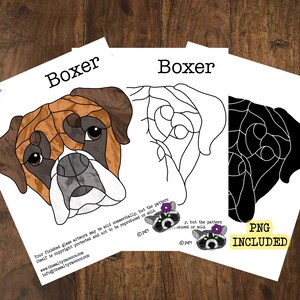 Boxer Digital Stained Glass Pattern Includes Printable Pages and Cricut ...