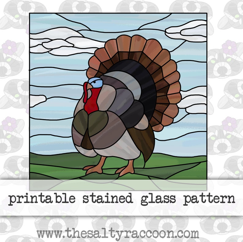Turkey With Background Digital Stained Glass Pattern - Etsy