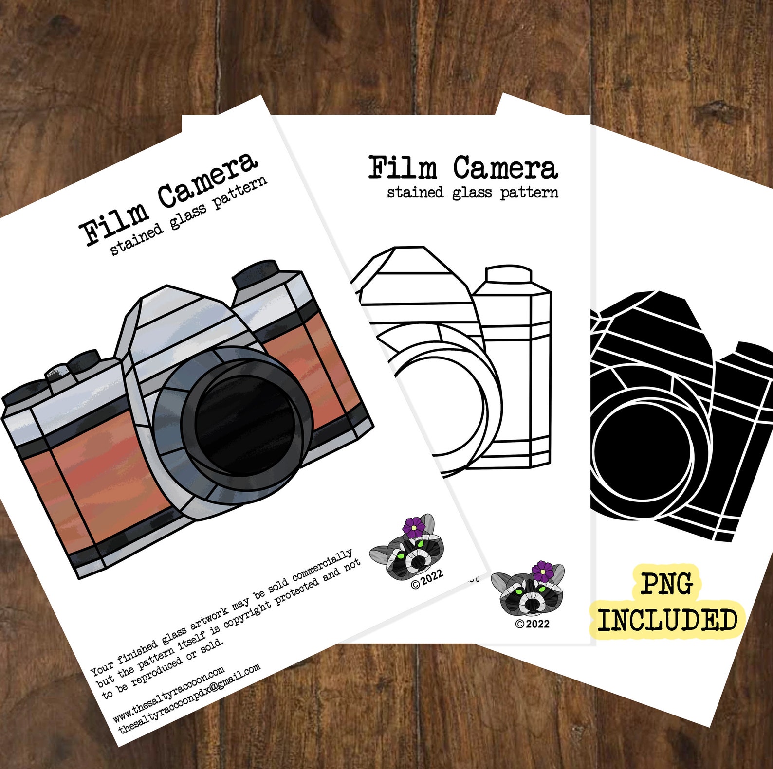 Film Camera Stained Glass Pattern Includes Printable Pages - Etsy