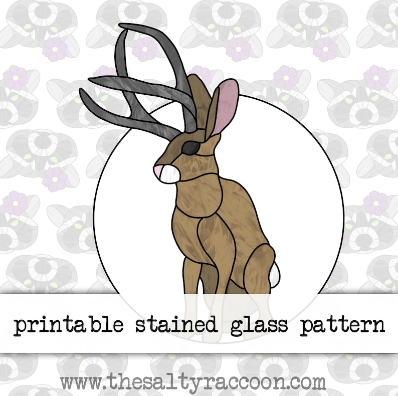 Jackalope Digital Stained Glass Pattern - Includes Printable Pages and Cricut PNG File - Etsy