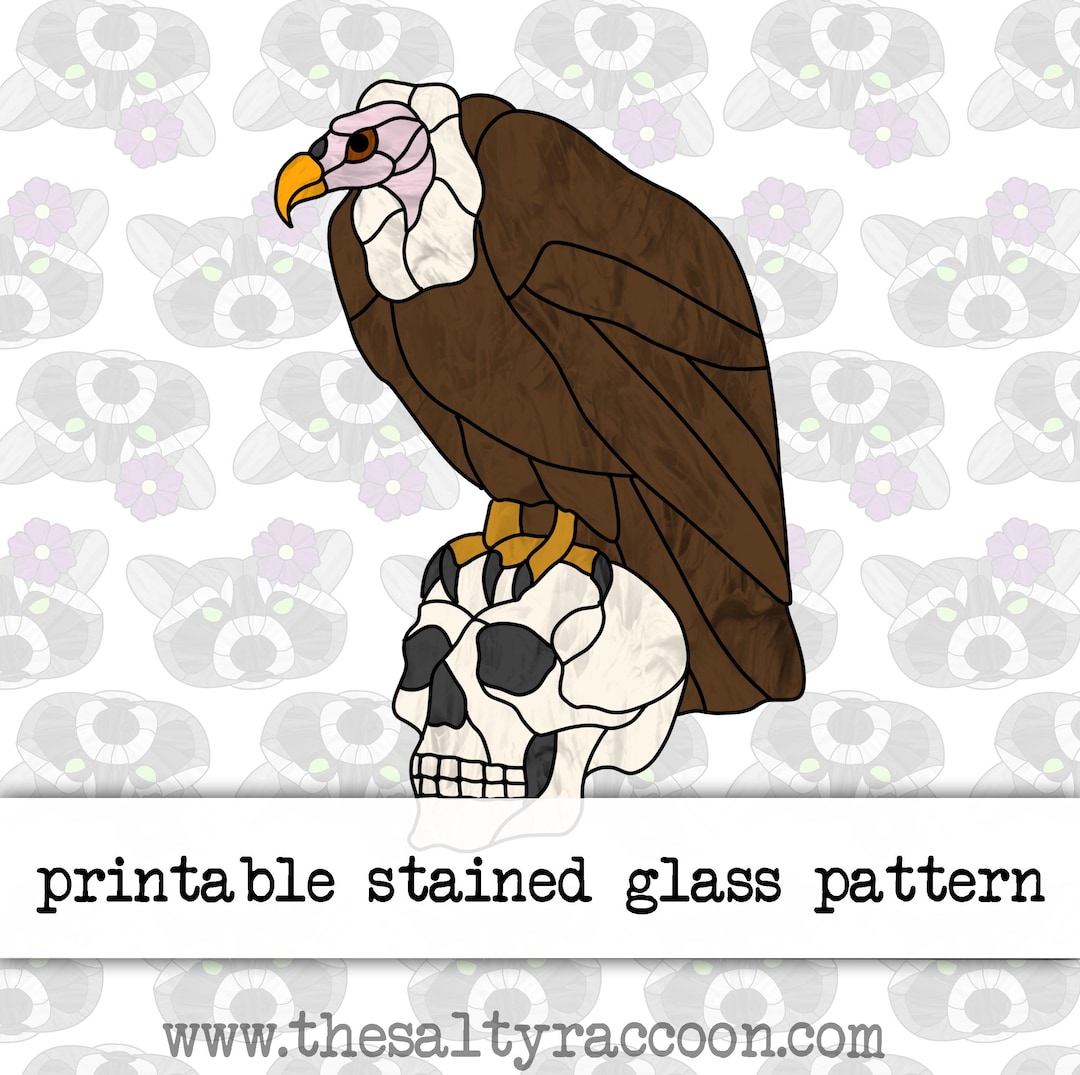 Vulture on a Skull Digital Stained Glass Pattern - Includes Printable ...