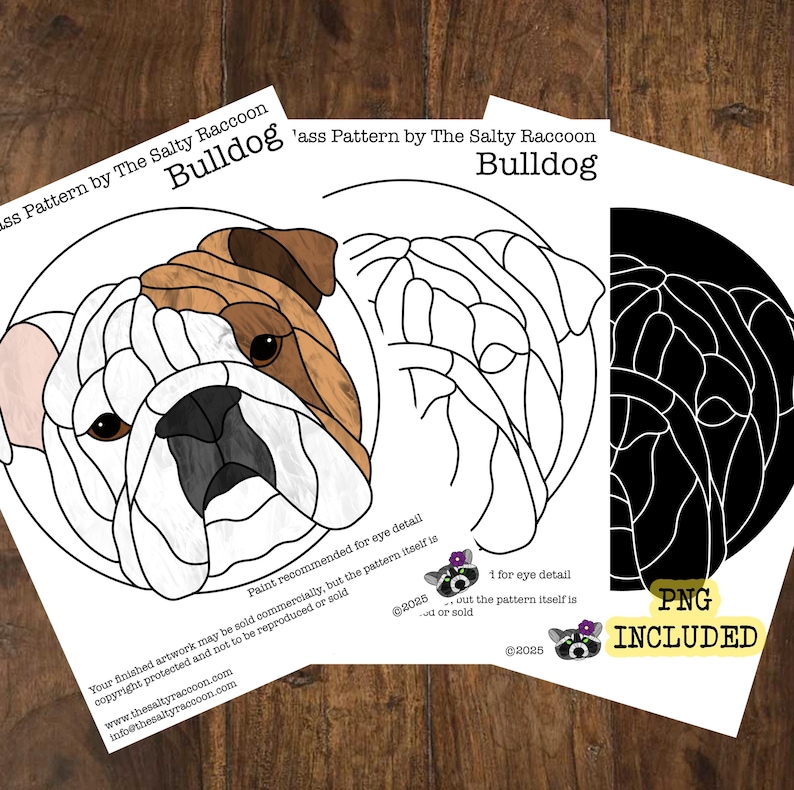 Bulldog Digital Stained Glass Pattern - Includes Printable Pages and ...