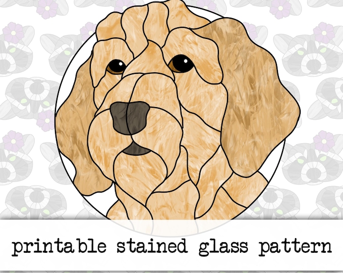 Golden Doodle Stained Glass Pattern Design Digital Download PNG PDF Dog ...