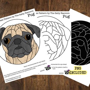 Pug Dog Stained Glass Pattern - Includes Printable Pages and Cricut PNG ...