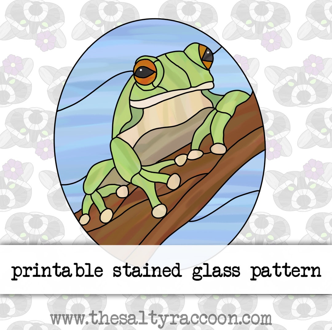 Frog Digital Stained Glass Pattern Includes Printable Pages and Cricut ...