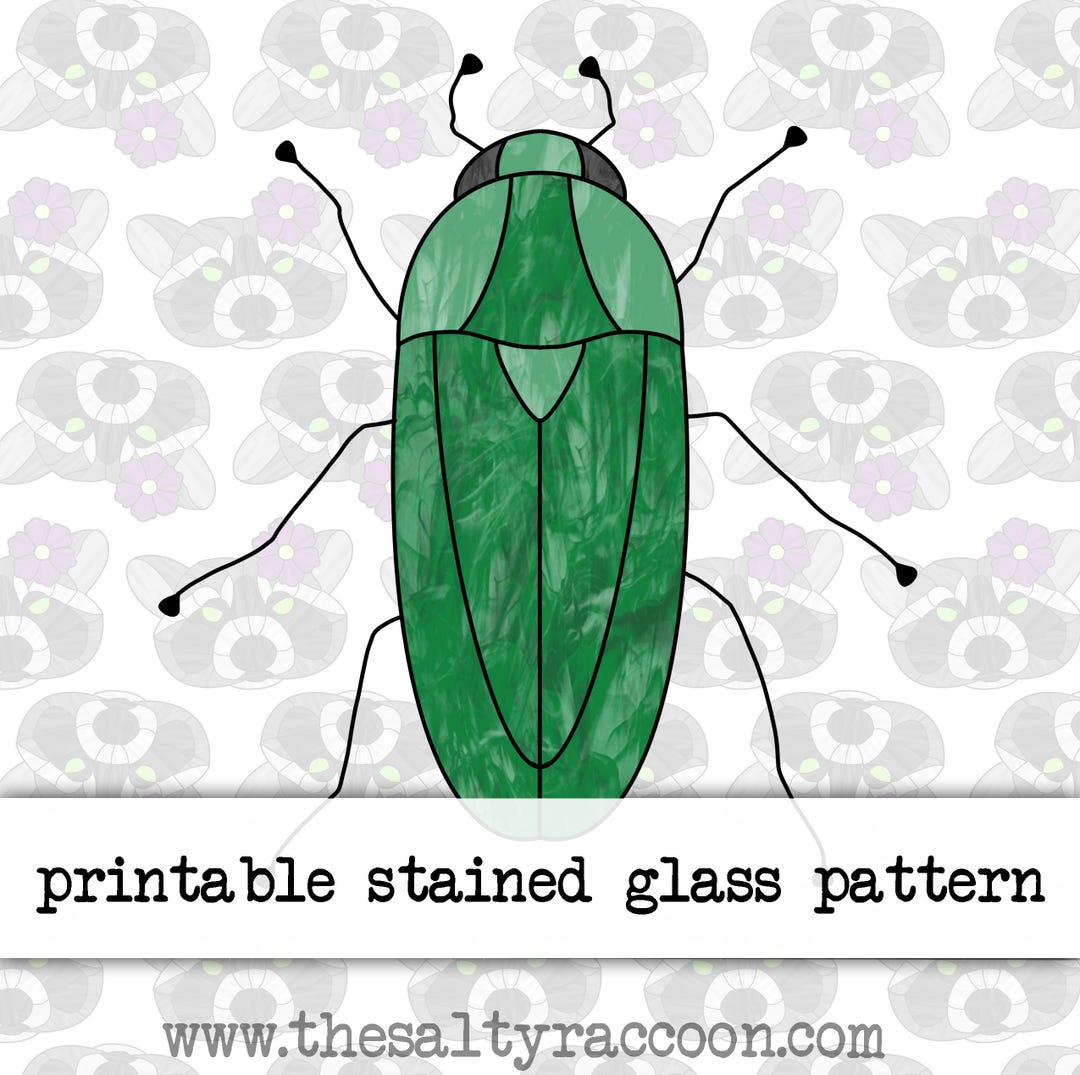 Beetle Digital Stained Glass Pattern - Includes Printable Pages and ...