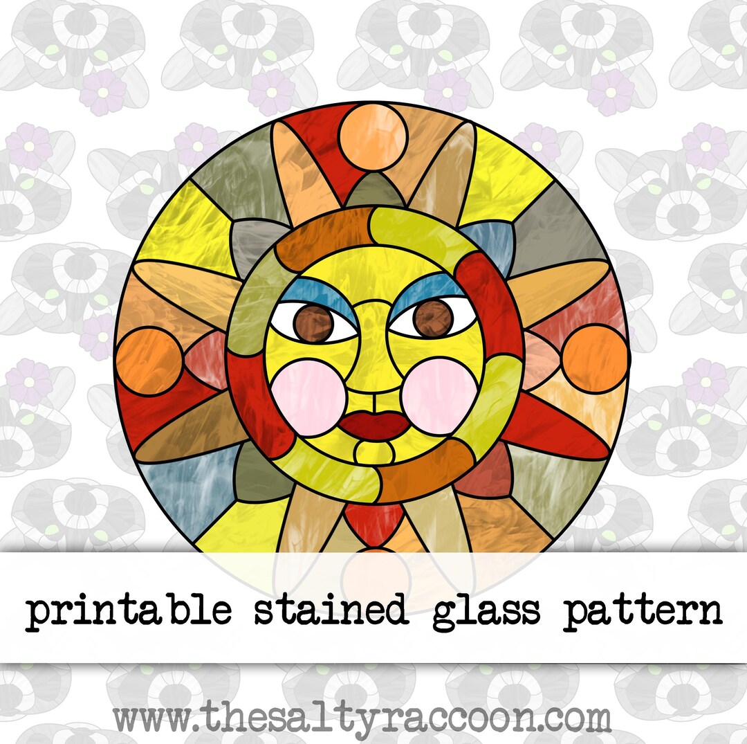 Shining Sun Stained Glass Pattern - Includes Printable Pages and Cricut ...