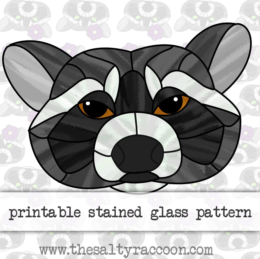 Salty Raccoon Stained Glass Pattern - Includes Printable Pages and ...