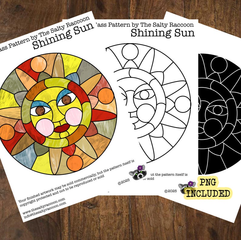 Shining Sun Stained Glass Pattern - Includes Printable Pages and Cricut ...