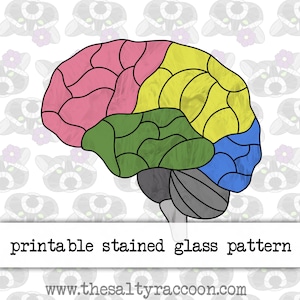 Brain Digital Stained Glass Pattern - Includes Printable Pages and ...