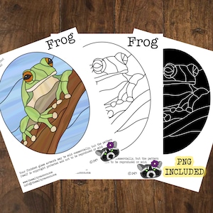 Frog Digital Stained Glass Pattern Includes Printable Pages and Cricut ...