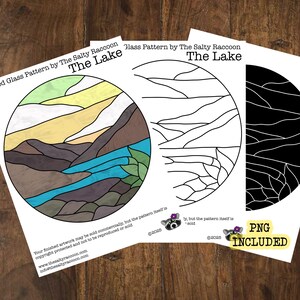 The Lake Digital Stained Glass Pattern - Includes Printable Pages and ...