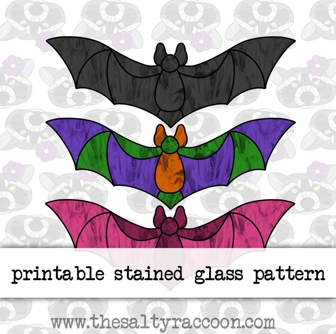Bat Digital Stained Glass Pattern - Includes Printable Pages and Cricut ...