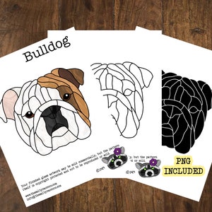 Bulldog Digital Stained Glass Pattern Includes Printable Pages and ...