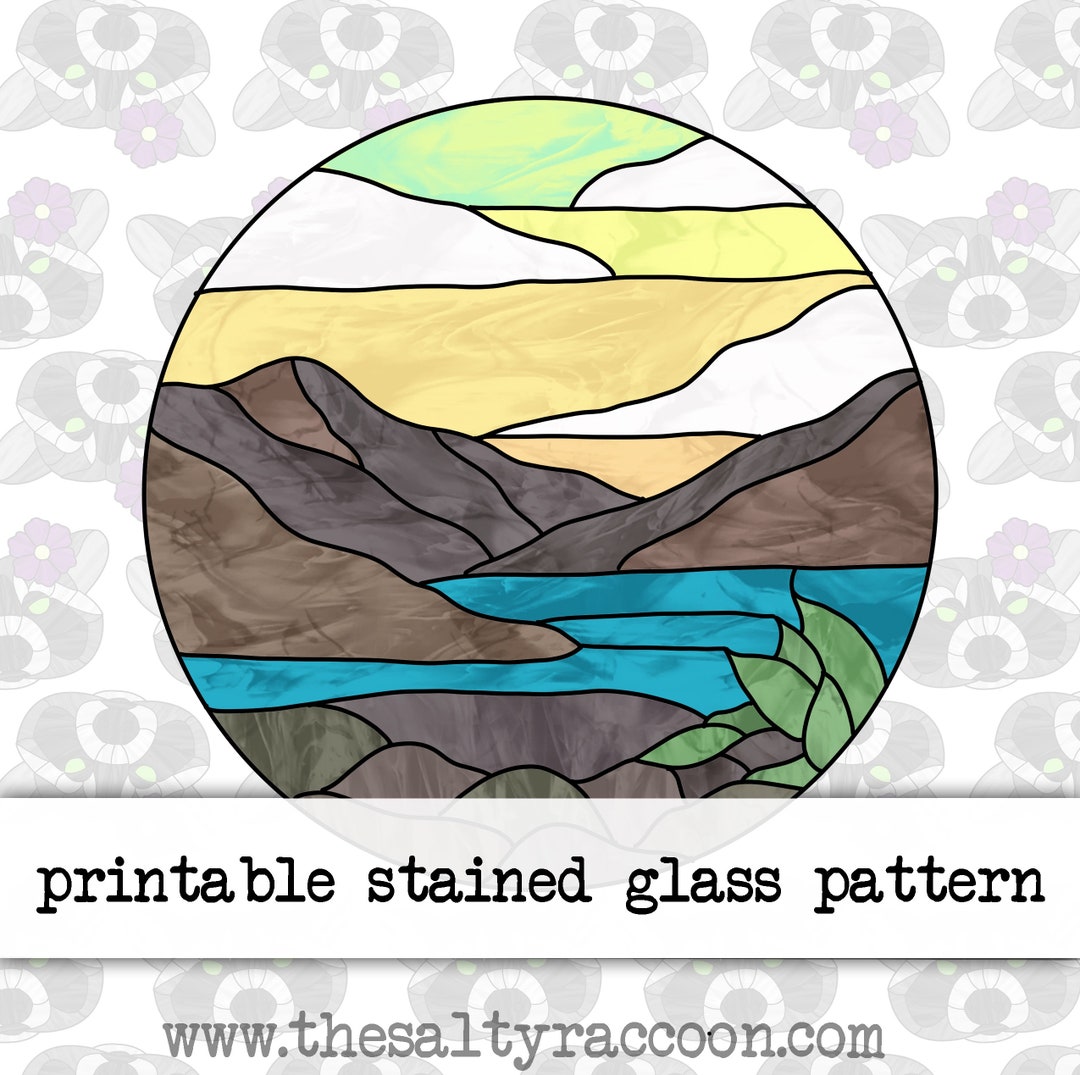 The Lake Digital Stained Glass Pattern Includes Printable Pages and ...