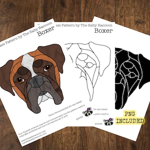 Boxer Dog Digital Stained Glass Pattern - Includes Printable Pages and ...