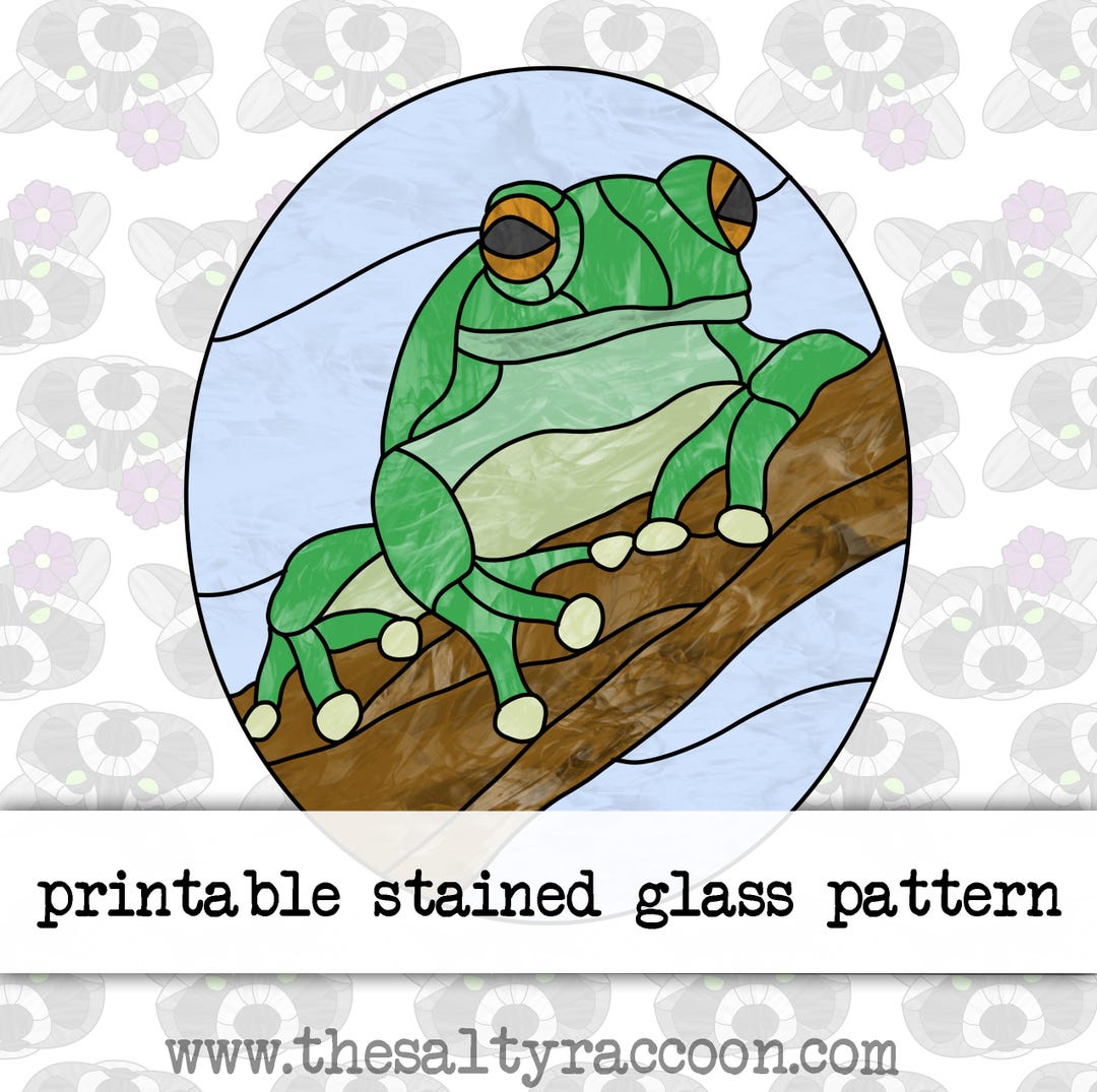Frog Digital Stained Glass Pattern - Includes Printable Pages and ...