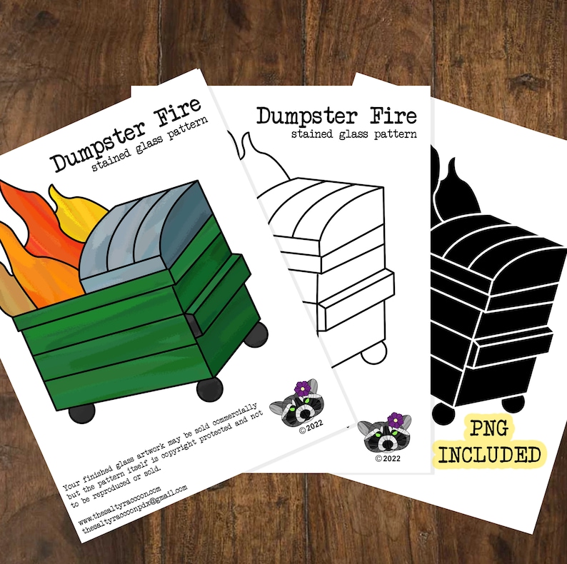 Dumpster Fire Digital Stained Glass Pattern Includes - Etsy