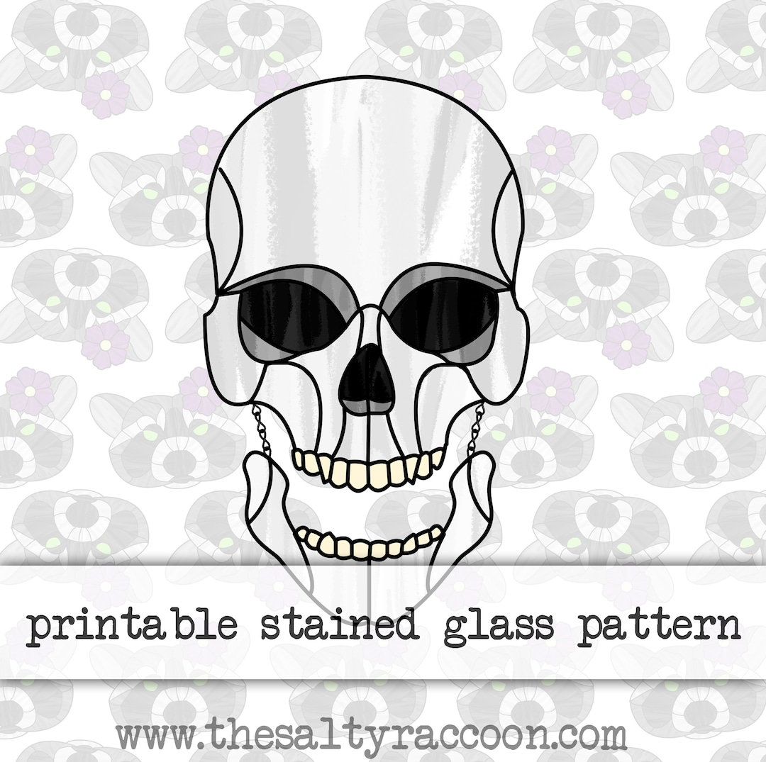 Skull Digital Stained Glass Pattern Includes Printable Pages and Cricut ...