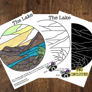The Lake Digital Stained Glass Pattern Includes Printable Pages and ...