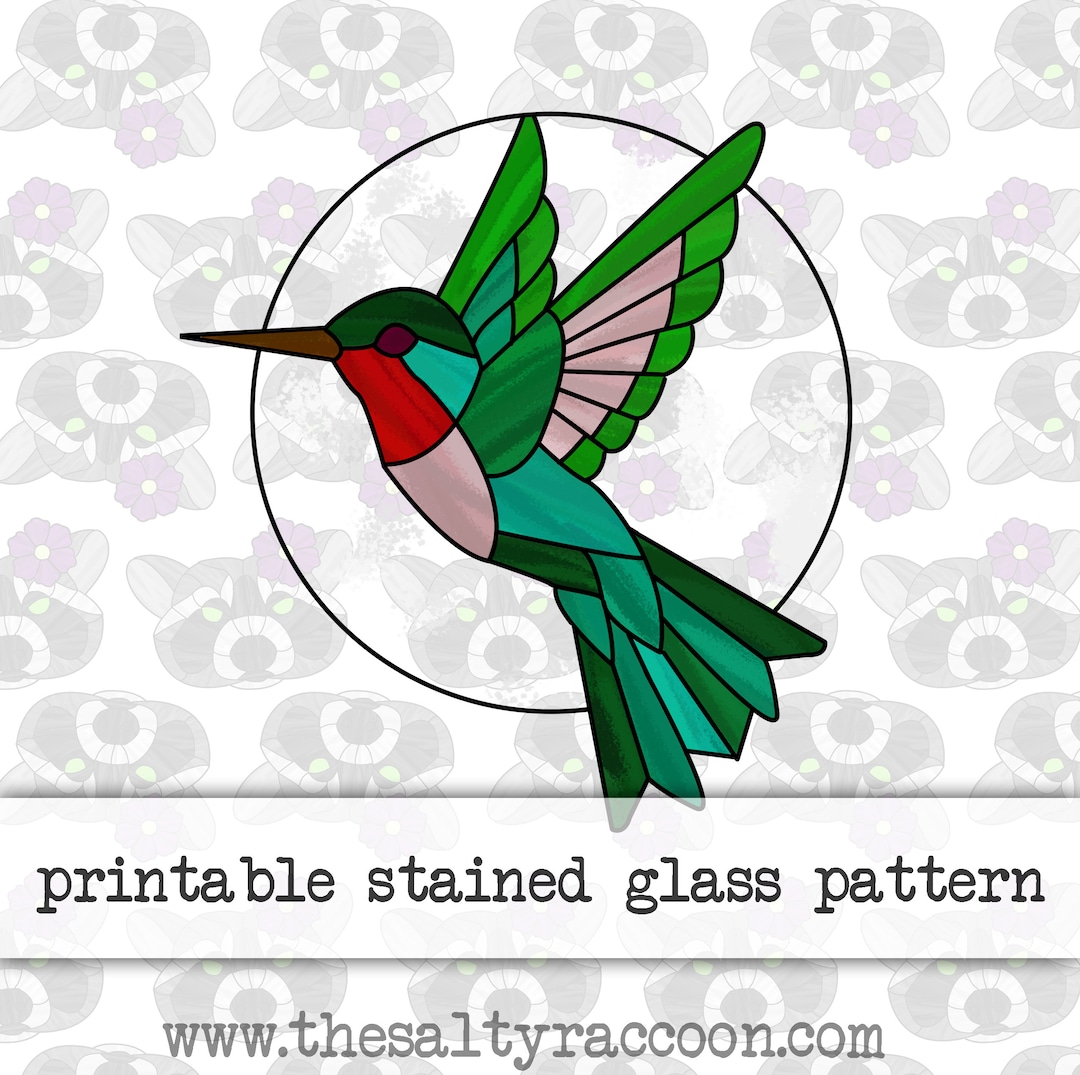 Hummingbird Stained Glass Pattern Includes Printable Pages and Cricut PNG File - Etsy