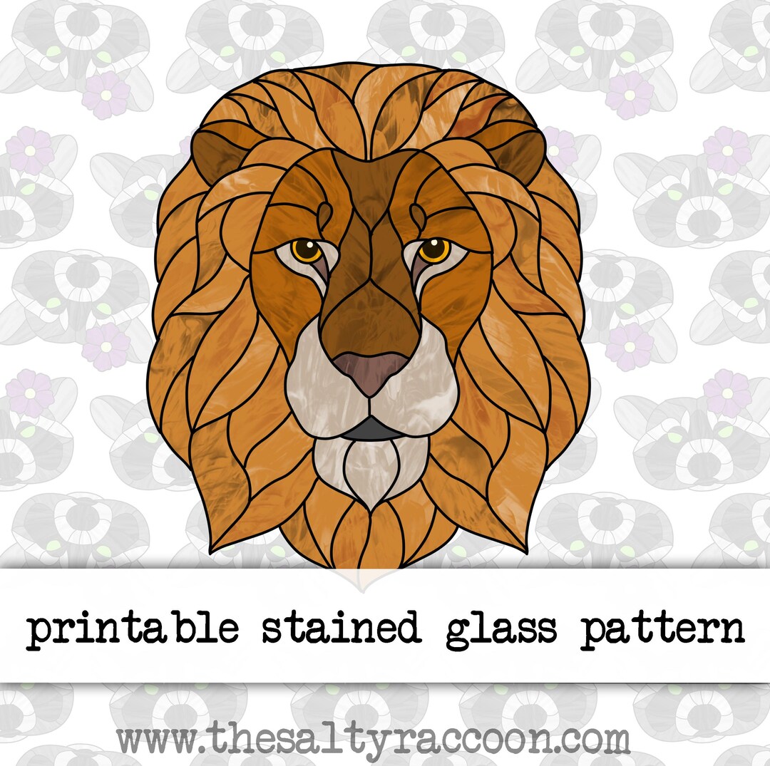Lion Stained Glass Pattern - Includes Printable Pages and Cricut PNG ...