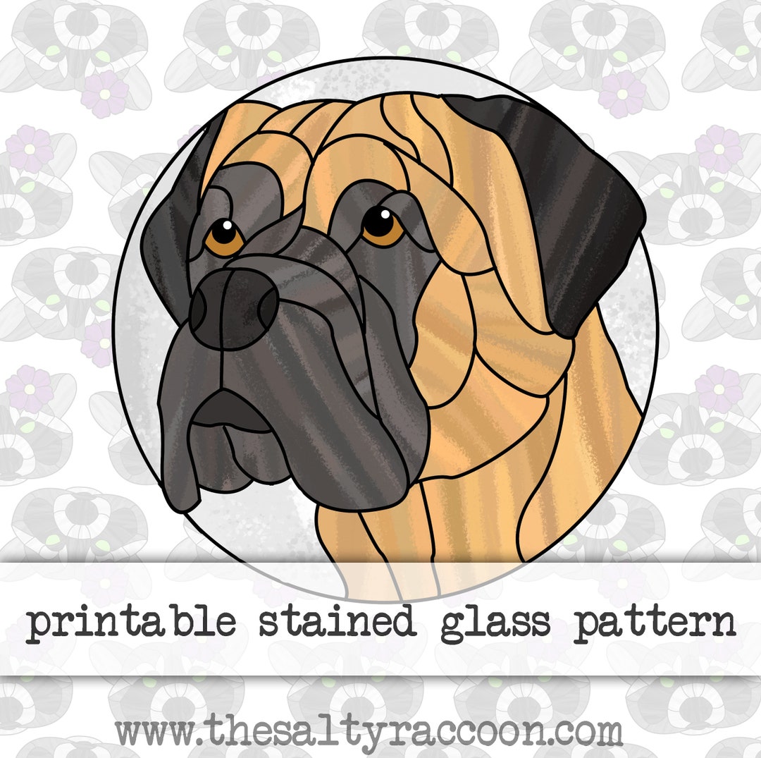 Mastiff Dog Stained Glass Pattern Includes Printable Pages and Cricut ...
