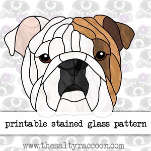 Bulldog Digital Stained Glass Pattern Includes Printable Pages and ...