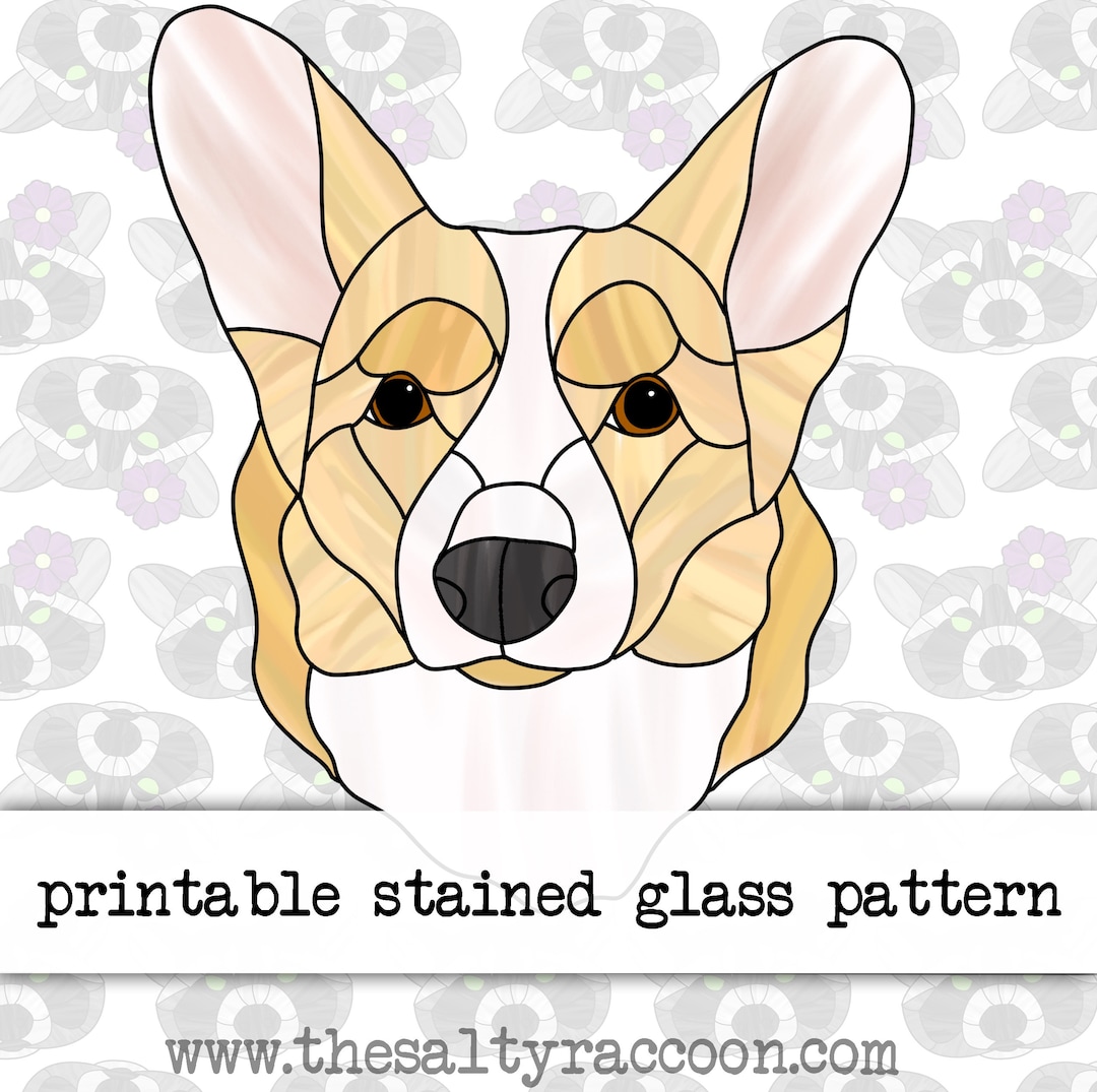 Corgi Digital Stained Glass Pattern Includes Printable Pages and Cricut ...