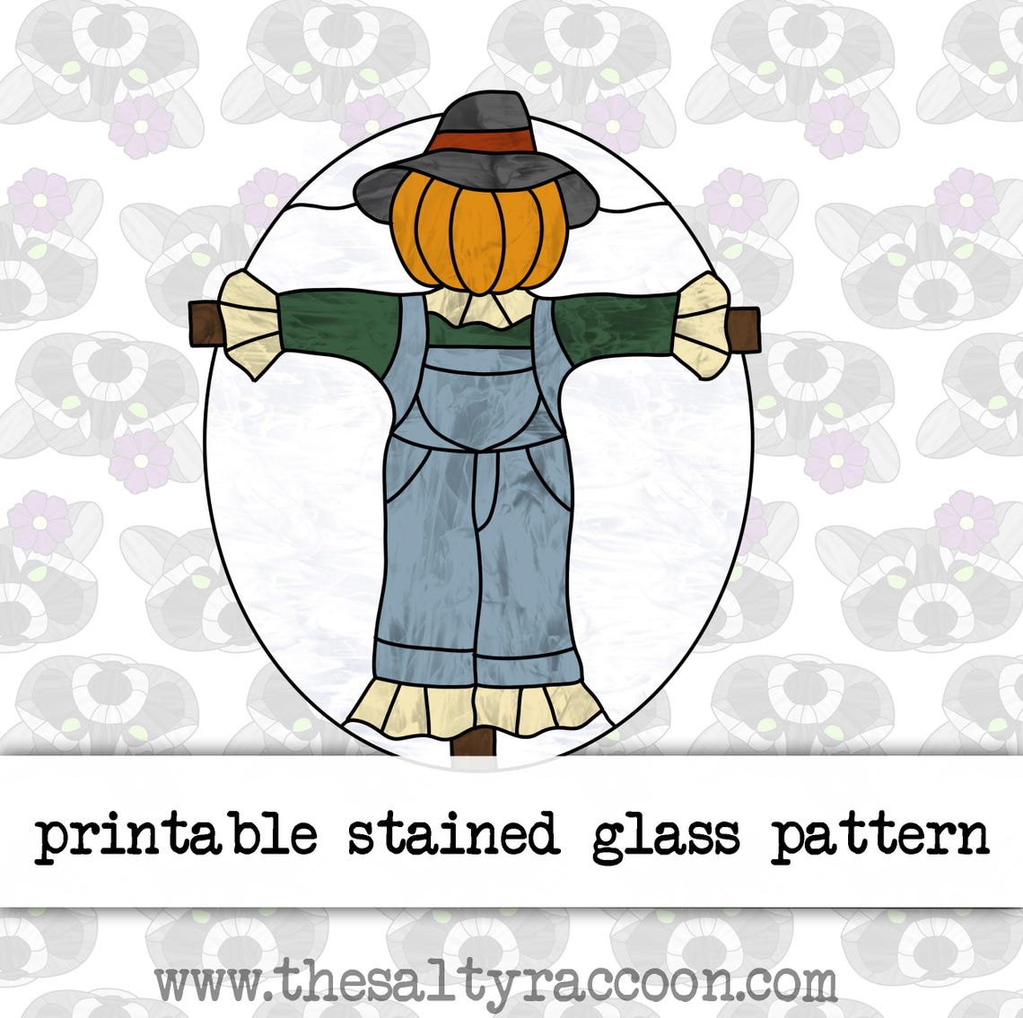 Scarecrow Digital Stained Glass Pattern - Includes Printable Pages and ...