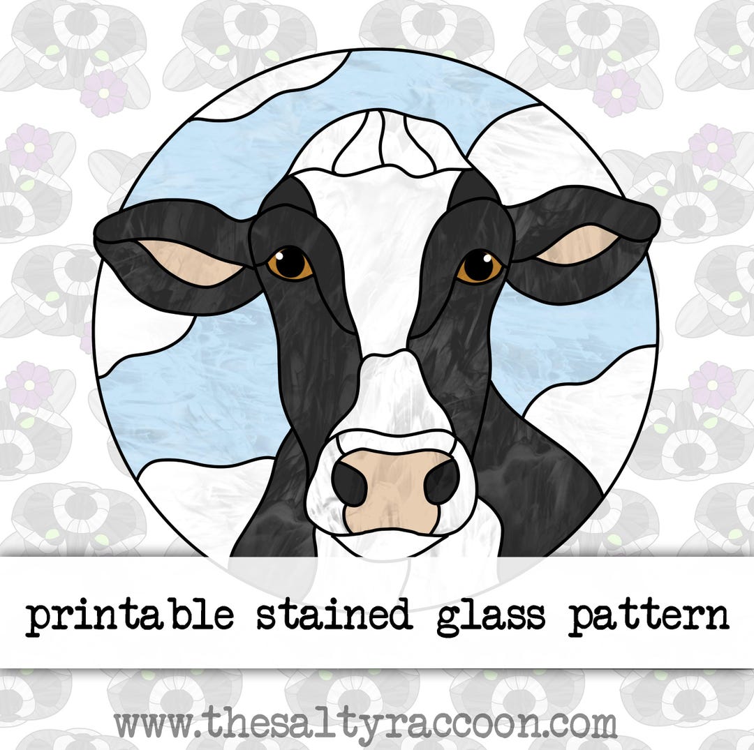 Cow Stained Glass Pattern - Includes Printable Pages and Cricut PNG ...