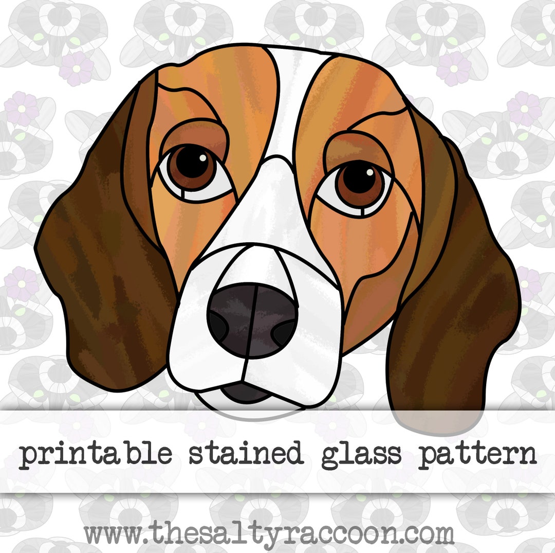 Beagle Stained Glass Pattern Includes Printable Pages and Cricut PNG ...
