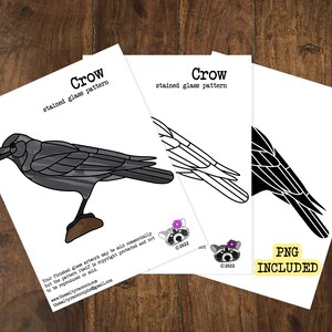 Crow Digital Stained Glass Pattern Includes Printable Pages and Cricut ...