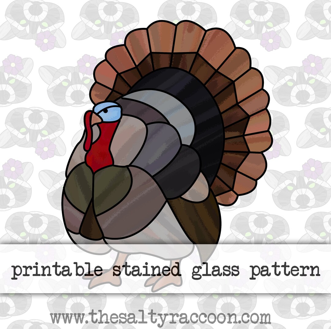 Turkey Digital Stained Glass Pattern - Includes Printable Pages and ...
