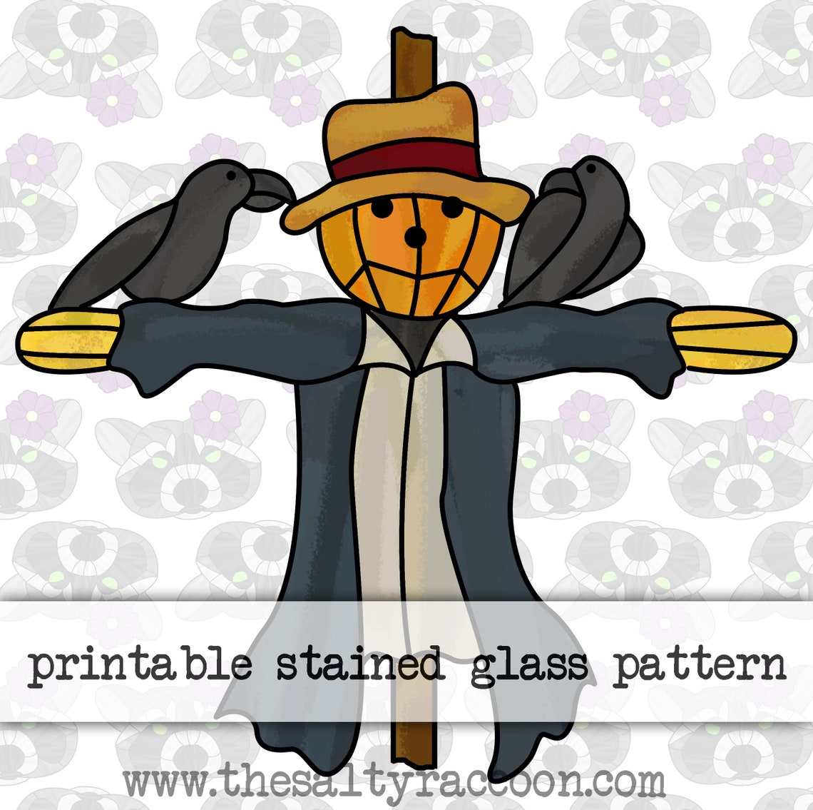 Scarecrow Digital Stained Glass Pattern Includes Printable - Etsy