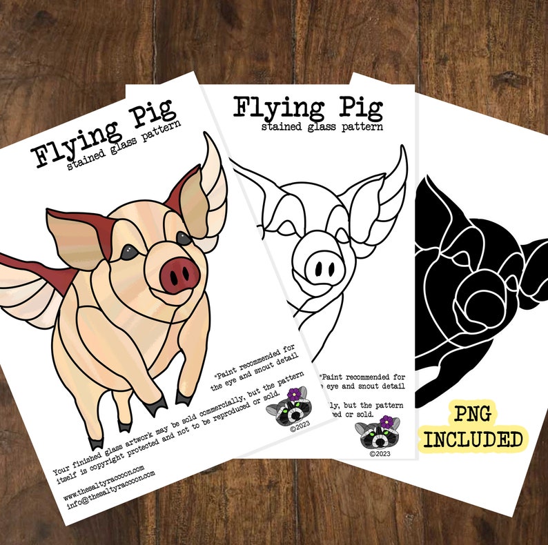 Flying Pig Stained Glass Pattern Includes Printable Pages - Etsy