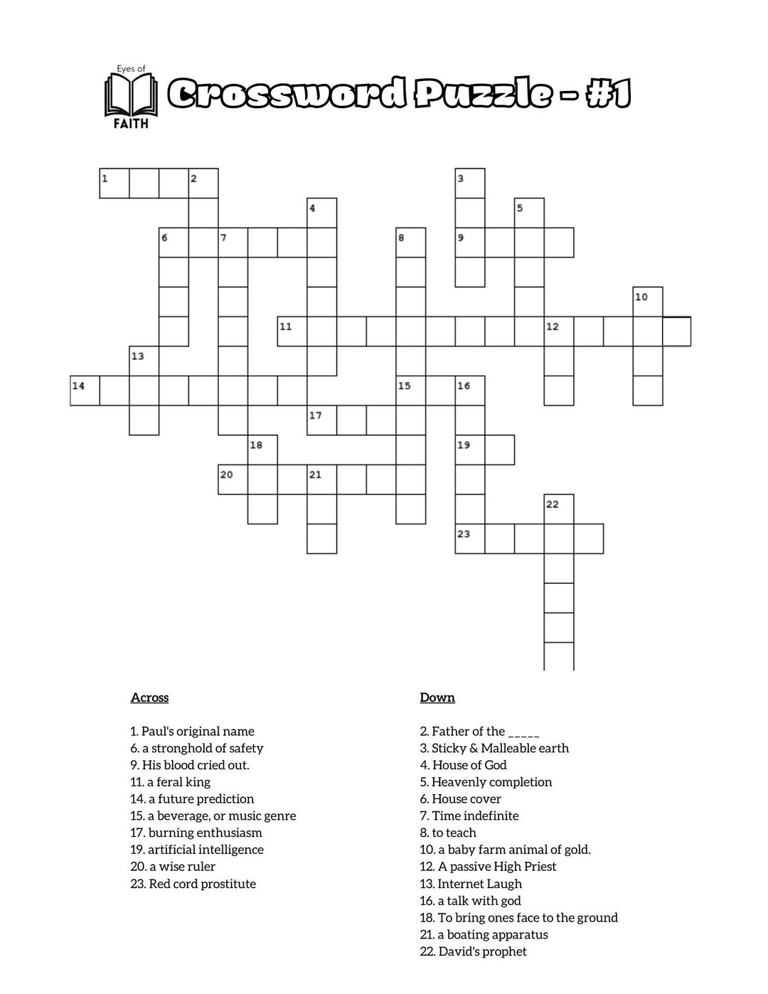 JW Crossword Puzzle EOF Printable Worksheet Games - Etsy Portugal