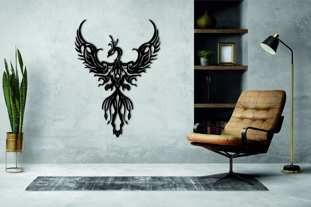 Large Phoenix Bird Wall Decor,home,geometric Art,line,custume,kitchen ...