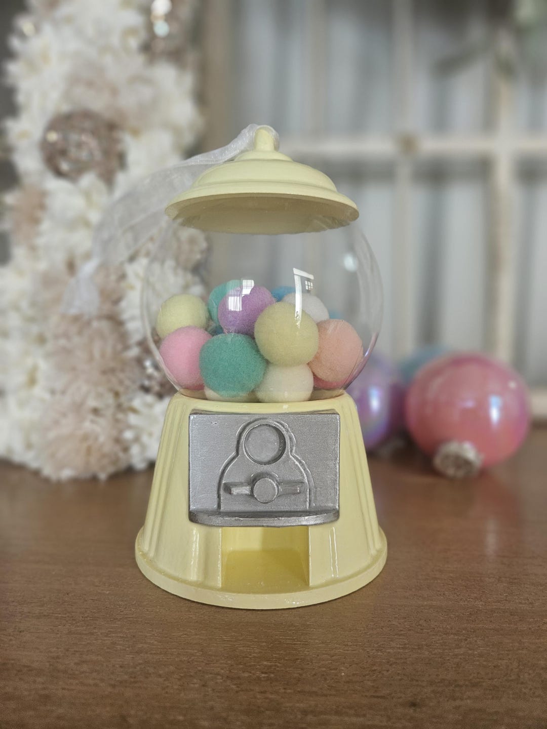 Personalized Cream Yellow Mini Gumball Machine, Gumball Machine ...