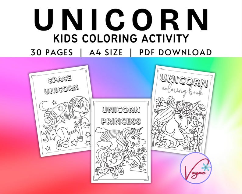 Unicorn Coloring Pages - 30-page Printable Coloring Book (A4 PDF) - Etsy